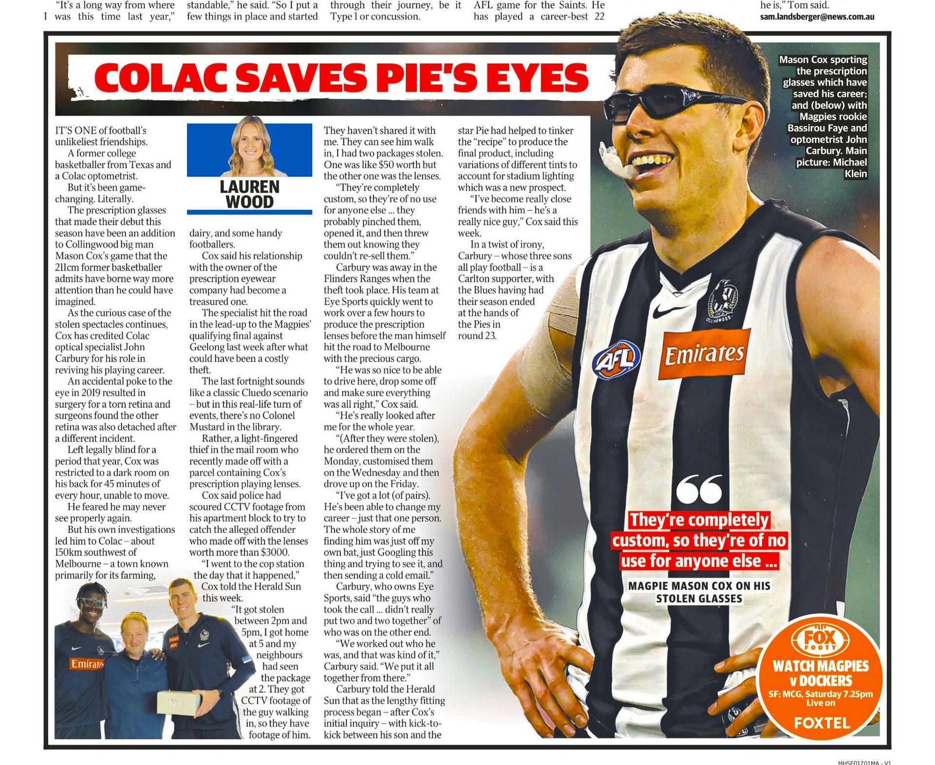 Mason Cox Glasses- How Mason overcame eye injuries to play at his best ...